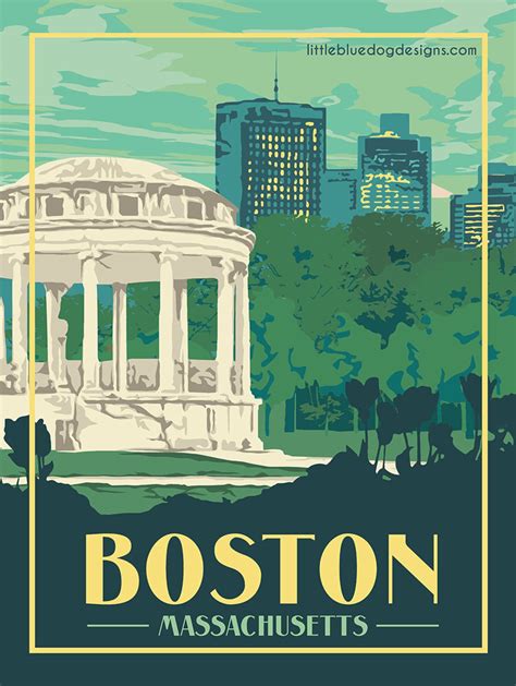 Boston Massachusetts Vintage Travel Poster Etsy