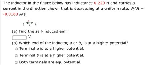 Solved The Inductor In The Figure Below Has Inductance 0 220