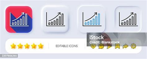 그래프 선 아이콘입니다 세로 막대형 차트 기호입니다 뉴모픽 버튼 벡터 0명에 대한 스톡 벡터 아트 및 기타 이미지 0명 3차원 형태 감소 Istock