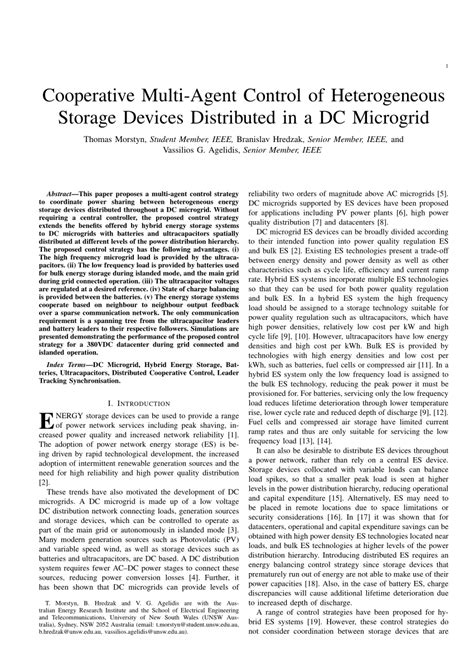 Pdf Cooperative Multi Agent Control Of Heterogeneous Storage Devices