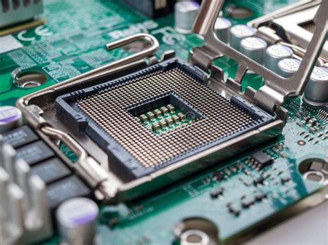 Cpu Connector On The Circuit Motherboard With Pressure Contacts For