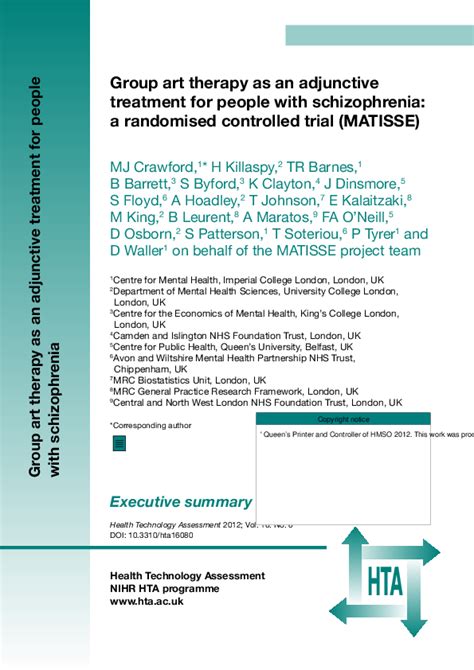 Pdf Group Art Therapy As An Adjunctive Treatment For People With Schizophrenia A Randomised