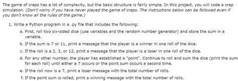 Solved The Game Of Craps Has A Lot Of Complexity But The