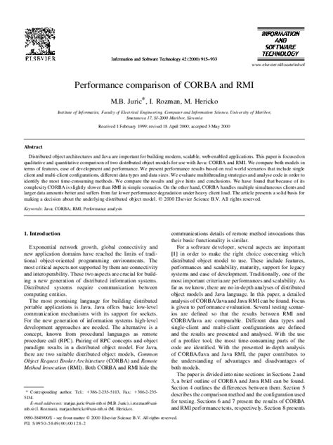 pdf performance comparison of corba and rmi