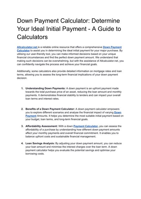 Ppt Down Payment Calculator Determine Your Ideal Initial Payment Powerpoint Presentation Id
