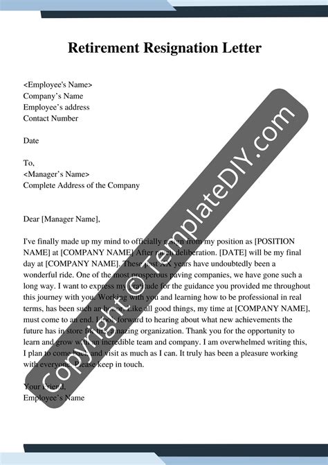 Retirement Resignation Letter Sample Template In Pdf And Word