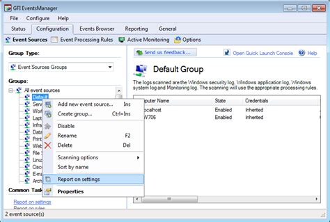generating settings reports