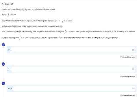 Solved Problem Use The Technique Of Integration By Parts Chegg