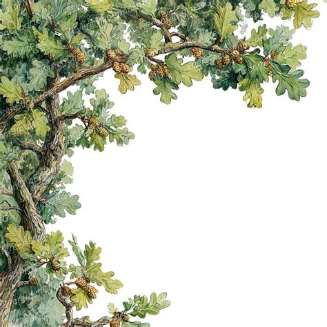 Watercolor Oak Leaf Frame Borders Botanical Clipart Digital Download