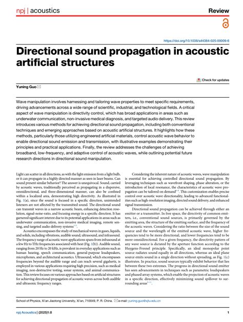 Pdf Directional Sound Propagation In Acoustic Artificial Structures