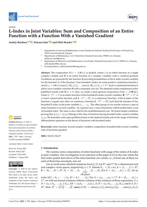 Pdf L Index In Joint Variables Sum And Composition Of An Entire