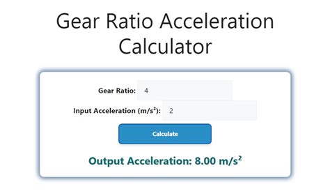 Gear Ratio Acceleration Calculator Savvy Calculator
