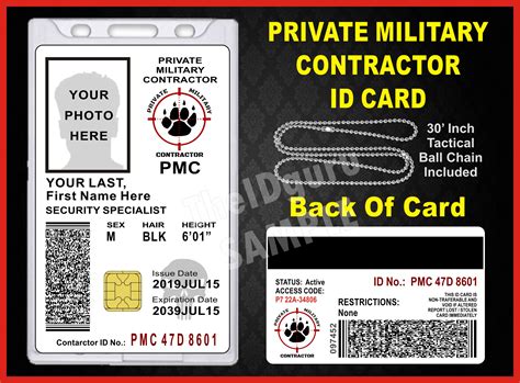 Private Military Contractor Id Card Pmc Custom With Your Photo And