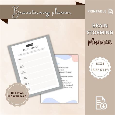 Brainstorming Template Mind Map Planner Mind Mapping Etsy