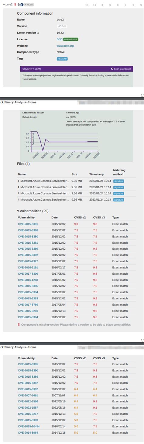 blackduck scan reports vulnerability in pcre2 referenced by microsoft