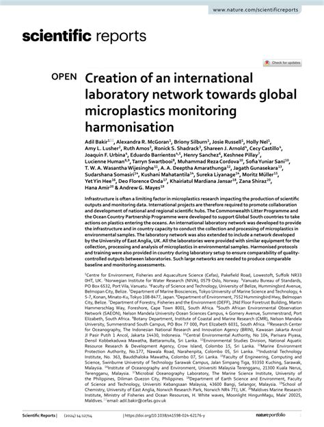 Pdf Creation Of An International Laboratory Network Towards Global Microplastics Monitoring
