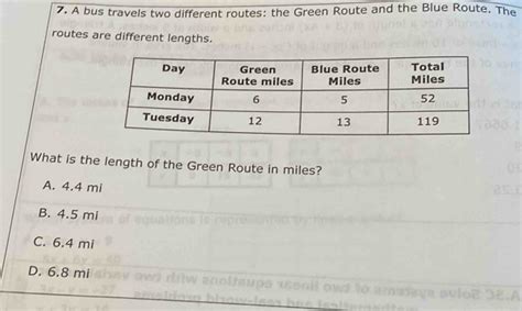 Solved A Bus Travels Two Different Routes The Green Route And The