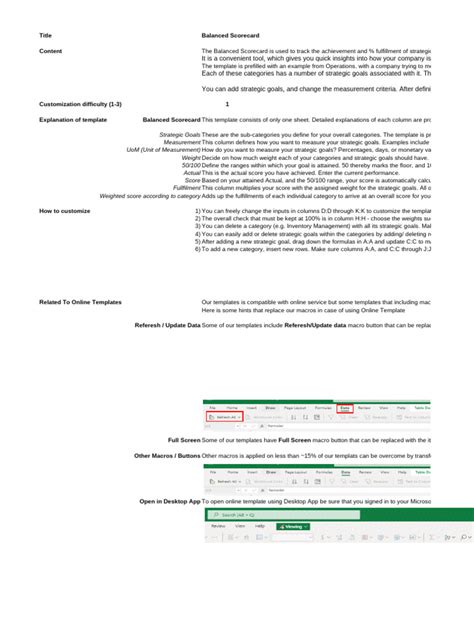 Balanced Scorecard Excel File Pdf Microsoft Excel Inventory