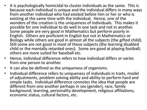 Individual Differences And Traits Ppt Download