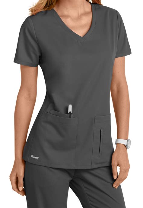Greys Anatomy 4 Pocket Crossover V Neck Scrub Top Scrubs And Beyond