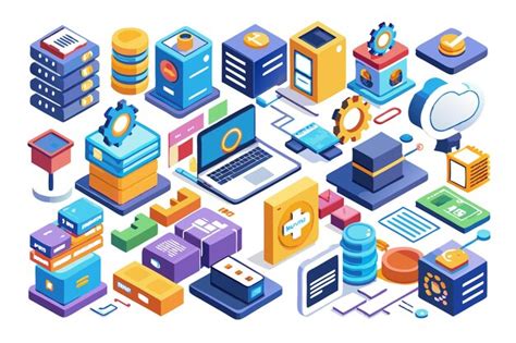 Isometric Illustration Of Data Storage And Cloud Computing Premium Ai Generated Vector