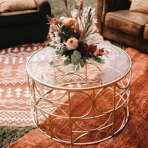 Table Basse Dorée D71cm Locadeco