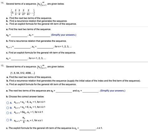 solved 14 several terms of a sequence {an} n 1 are given