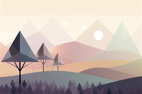 Premium Ai Image Serene Minimalistic Landscape With Geometric Shapes In Contemporary Style