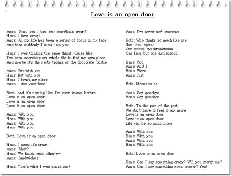 Love Is Open Door 가사 겨울왕국 영화 주제곡 네이버 블로그