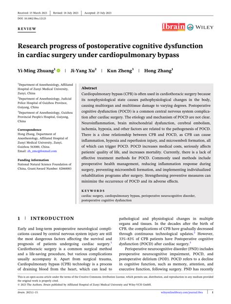 Pdf Research Progress Of Postoperative Cognitive Dysfunction In Cardiac Surgery Under