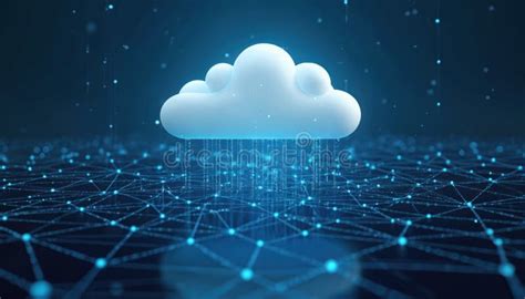 Illustration Of Cloud And Edge Computing With Cybersecurity On Blue Background White Cloud