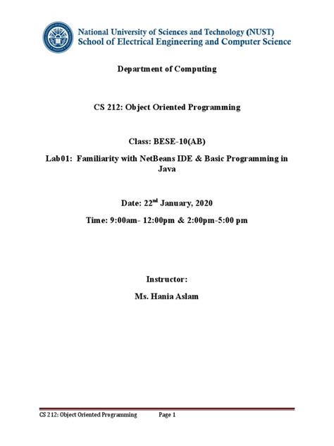 Oop Lab 1 Pdf Integrated Development Environment Net Beans