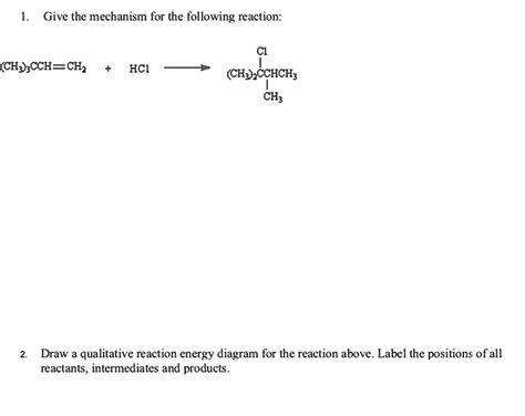 SOLVED: Give the mechanism for the following reaction: Cl (CH;J;CCH ==CH, HCI (CH3)CCHCH; CH ...