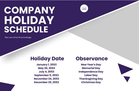 Free Company Holiday Schedule Banner Hr Template To Edit Online