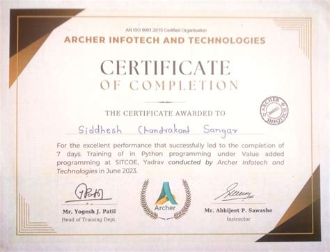 Siddhesh Sangar On Linkedin Excited To Announce The Completion Of My Python Programming