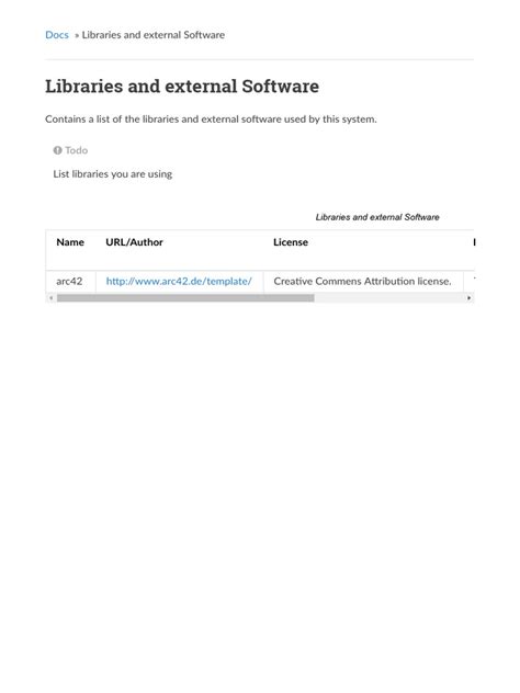 Libraries And External Software — Software Documentation Template 00