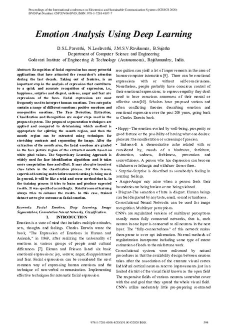 Pdf Emotion Analysis Using Deep Learning