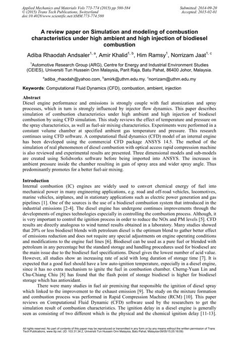 Pdf A Review Paper On Simulation And Modeling Of Combustion