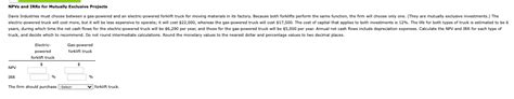 Solved Npvs And Irrs For Mutually Exclusive Projects Davis