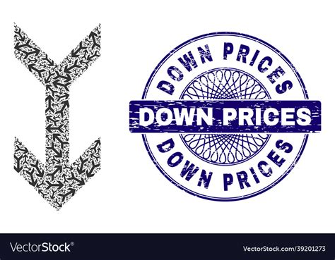arrow down recursion mosaic of down items vector image