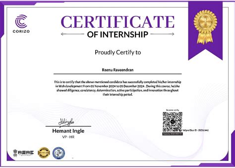 Webdevelopment Internshipcompleted Skill Learningandgrowth Reenu