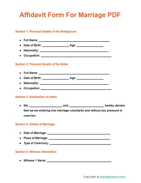 Affidavit Form For Marriage Marriage Declaration Affidavit Format