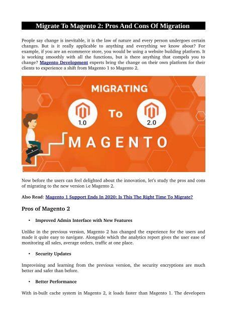 Migrate To Magento 2 Pros And Cons Of Migration