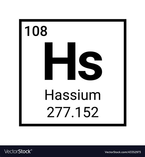 Hassium Periodic Table Chemical Element Mendeleev Vector Image