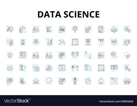 Data Science Linear Icons Set Analytics Royalty Free Vector