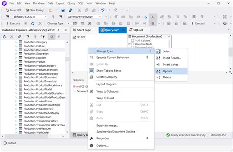 creating a sql update statement
