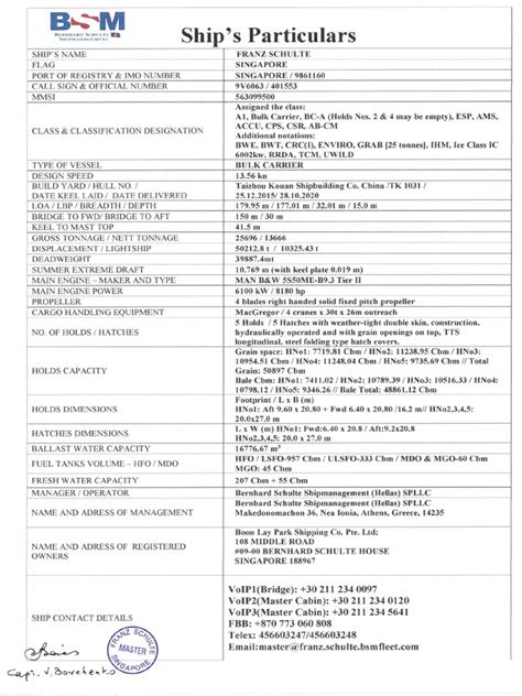 Ships Particulars Pdf