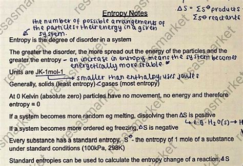 A Level Chemistry Notes Enthalpy And Entropy Etsy