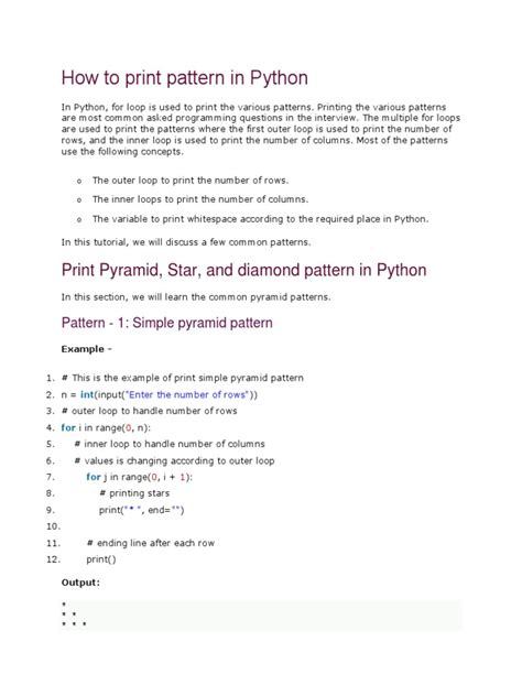 Python Pattern Printing Guide Pdf Control Flow Computer Programming