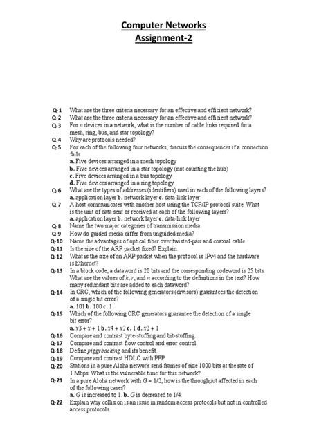 assignment 2 cn pdf computer network network topology